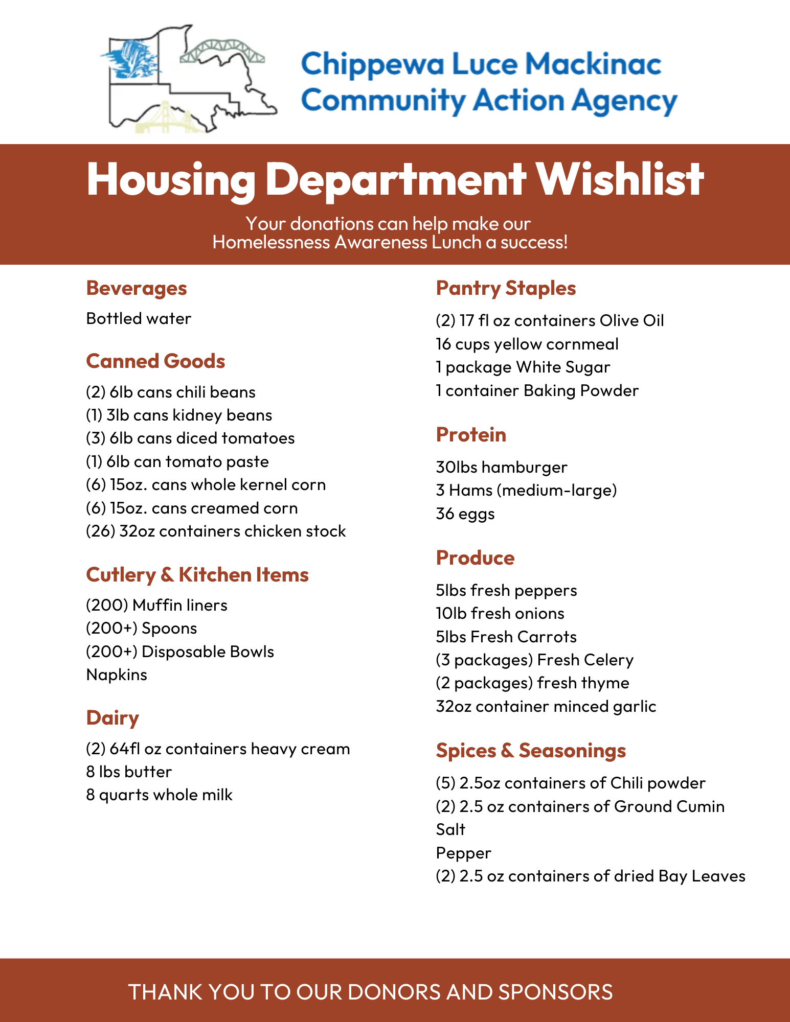 Homelessness Awareness Lunch - CLM Community Action Agency